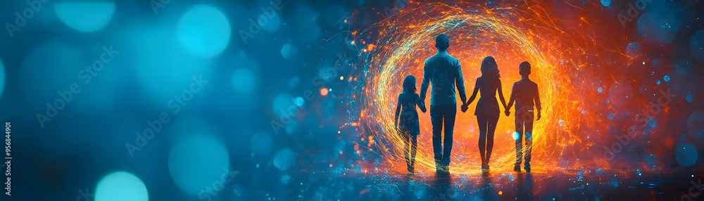 Glossy Abstract Family Circle with Glowing Unity Lines concept as A ...