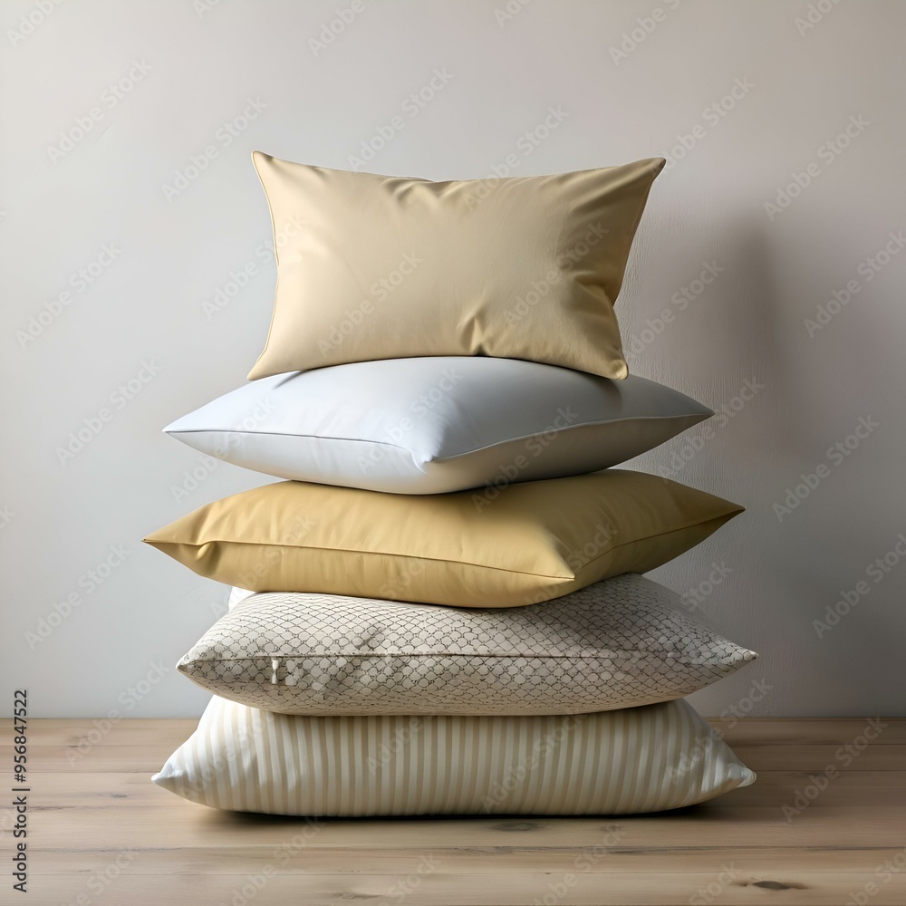 Stack of five cozy pillows in various textures and colors perfect for ...