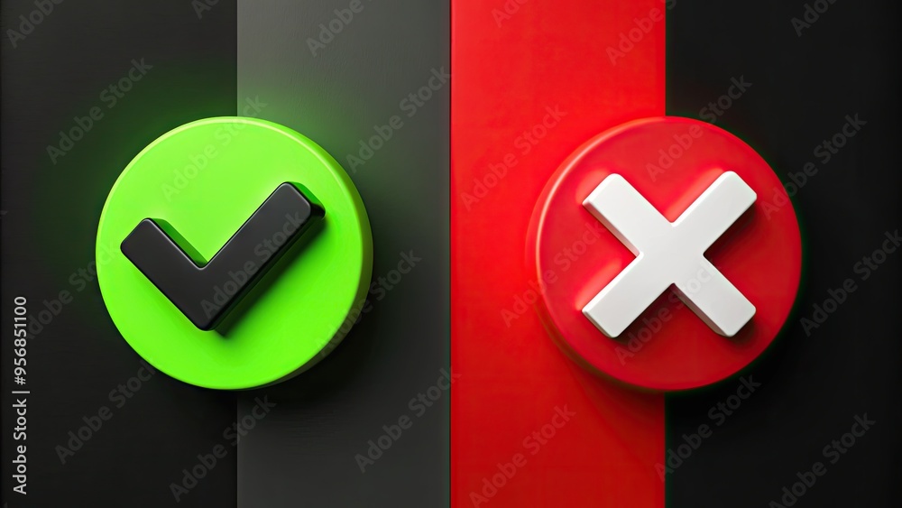 A split-screen composition featuring a bright green checkmark and a ...