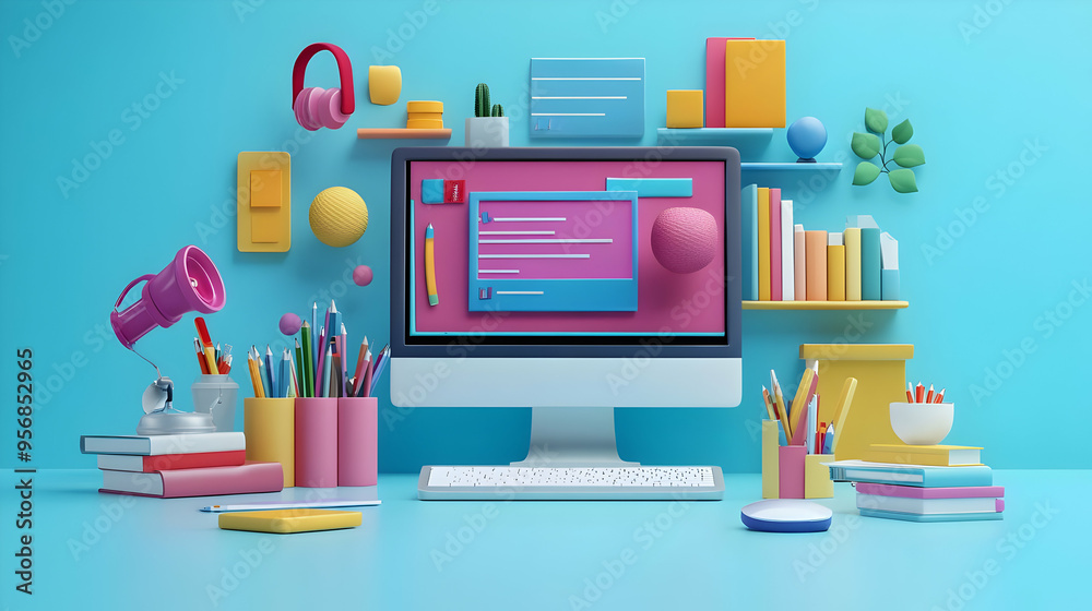 Glossy Virtual Exam Preparation concept as A glossy vibrant image of ...