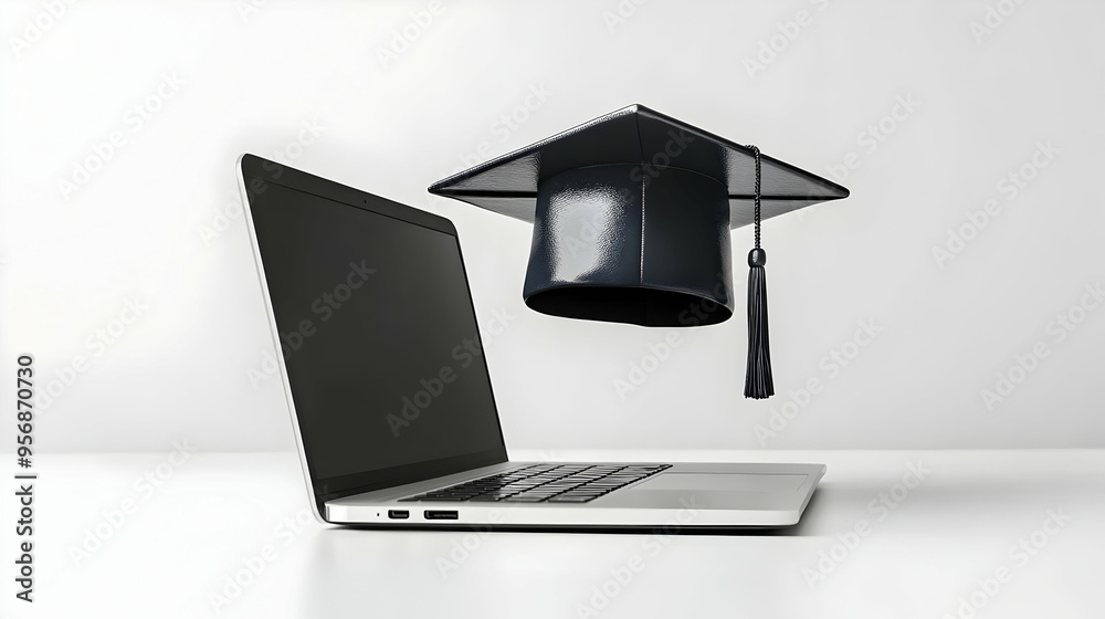 Laptop and Graduation Cap Isolated Vector concept as A clean isolated ...