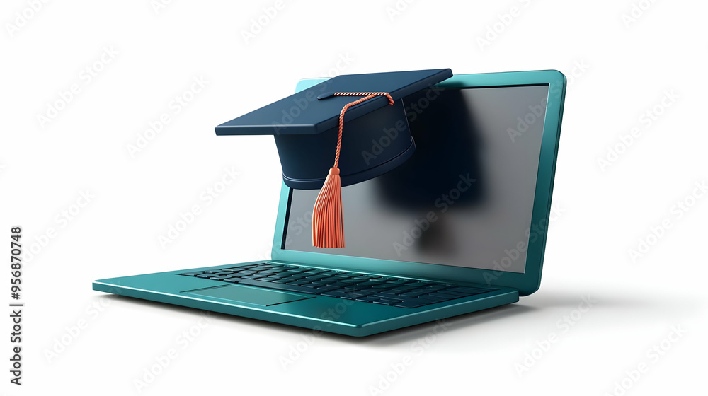 Laptop and Graduation Cap Isolated Vector concept as A clean isolated ...