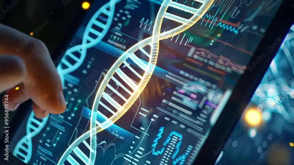 Decoding Life's Blueprint: A scientist's finger navigates the intricate ...