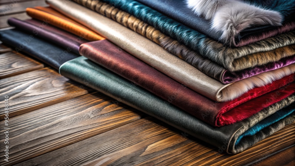 Opulent fabric swatches featuring rich velvets, smooth silks, and plush ...