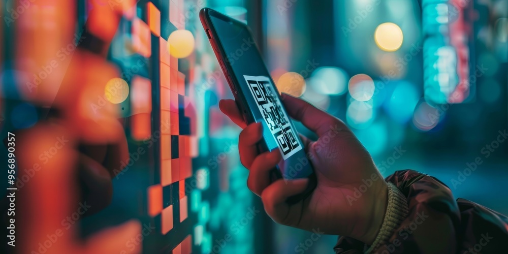 A customer satisfaction survey QR code displayed on a screen, allowing ...