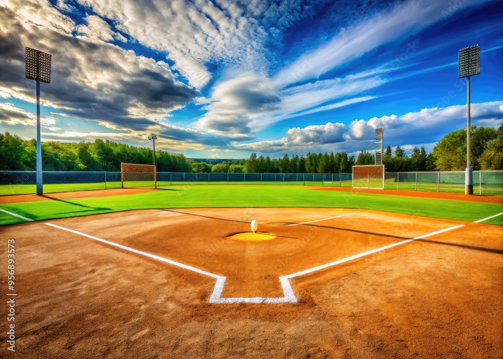 colorful fastpitch softball field turf grass dirt bases home plate ...