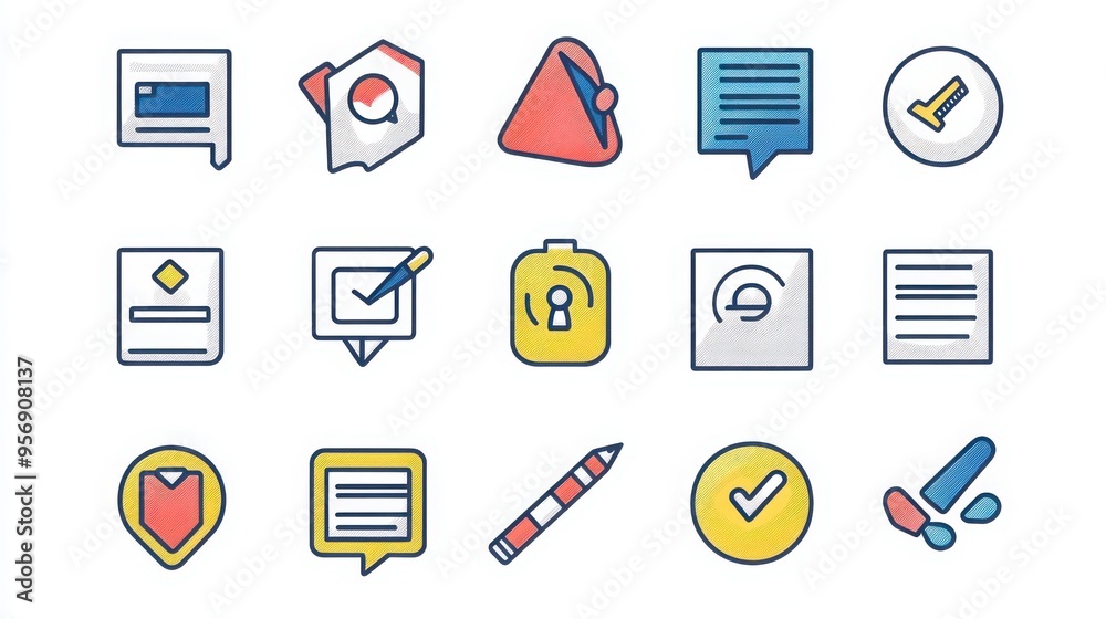 Content Moderation thin line icon set. Containing flag, report, review ...