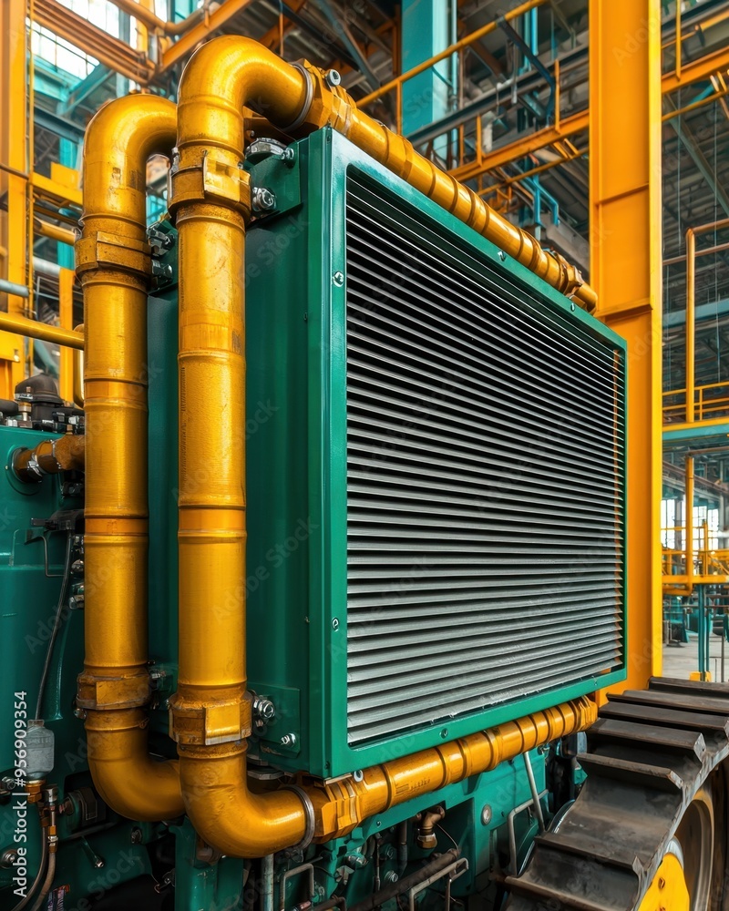 Industrial cooling system with large heat exchanger and vibrant pipes ...