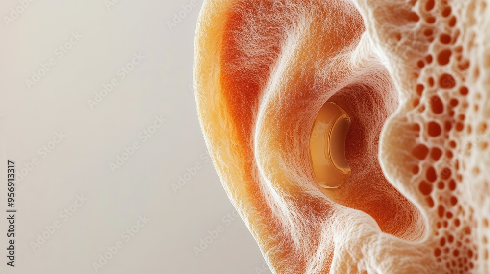 High-resolution shot of a human ear with visible internal structures ...