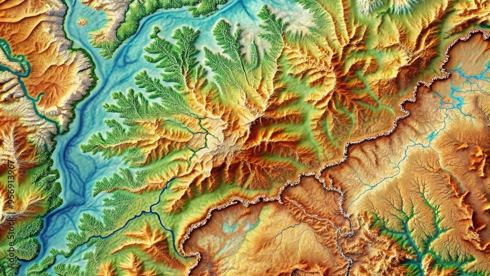 Detailed topographic map of the Grand Canyon with realistic textures ...