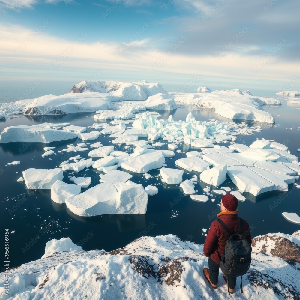 Global warming - greenland iceberg landscape of ilulissat icefjord with ...