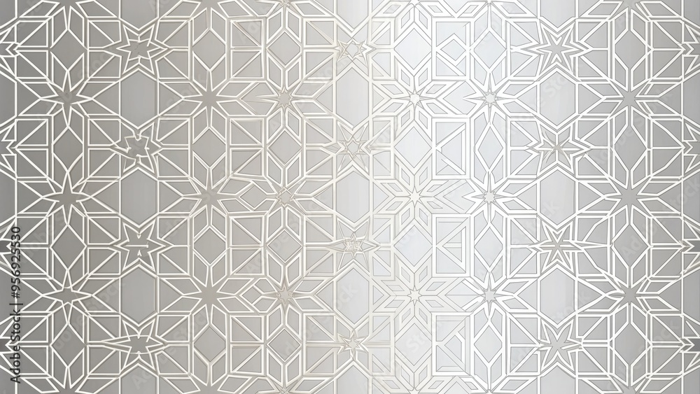 Elegant white geometric pattern on transparent background with subtle ...