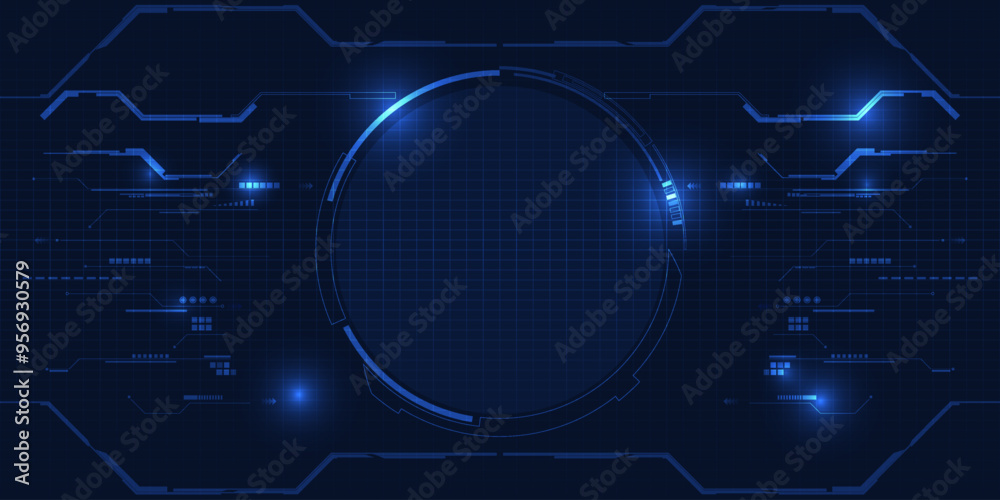 Vector illustration of futuristic blue digital high technology with ...