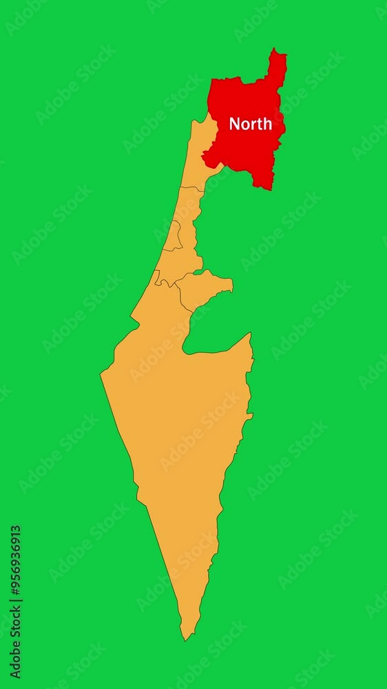 North map animated video. Map Highlighted on the Israel map with ...