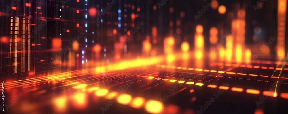 Glowing 3D equalizer bars in a dark environment, 3D background music ...