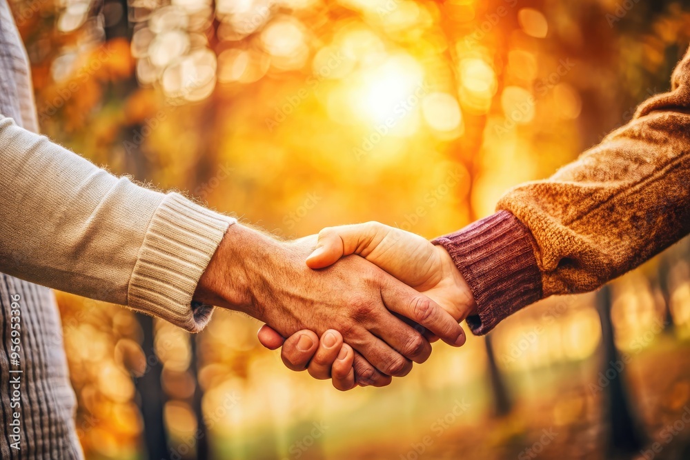 Handshake Friendly Bonding Moments with Nostalgic Vibes in Soft Focus ...
