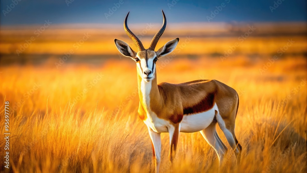 Majestic springbok antelope with striking brown and white fur, horns ...