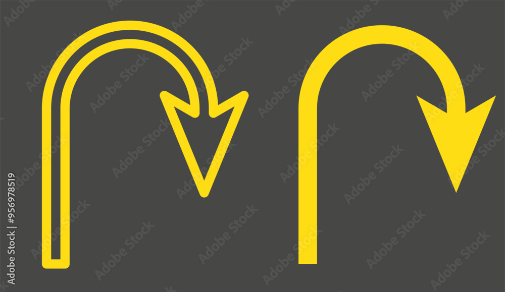 Go back return arrow icon, simple vector u turn shape pointer flat ...