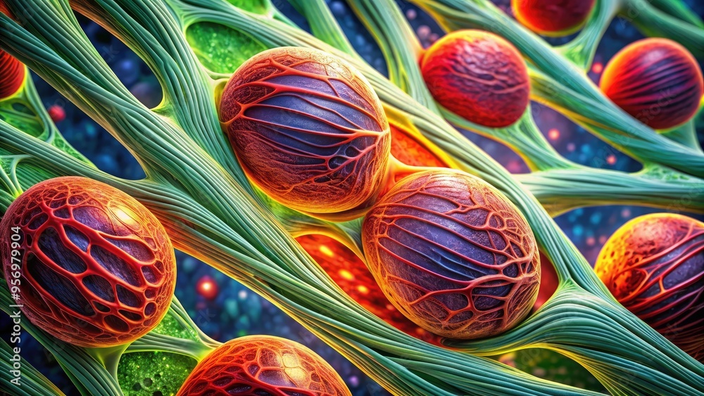 Microscopic image of a muscle cell, showcasing intricate structures ...