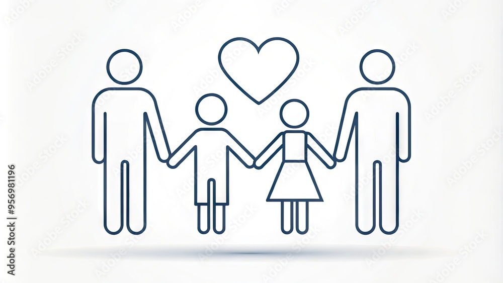 Minimalist illustration of interconnected family members in simple ...