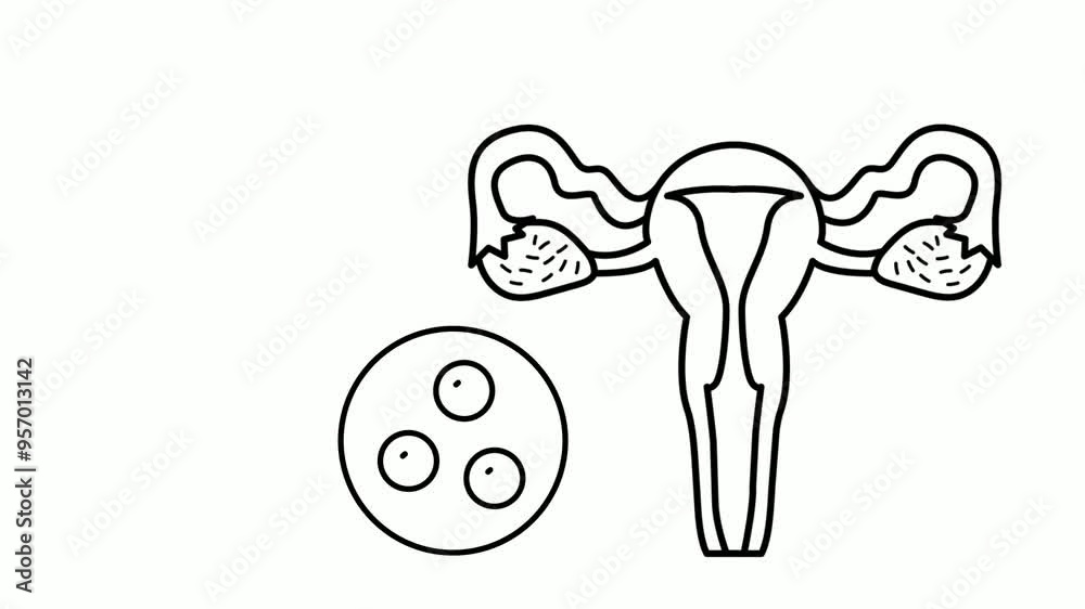 fallopian tube, Beaker containing female Egg and Tube animation, In ...