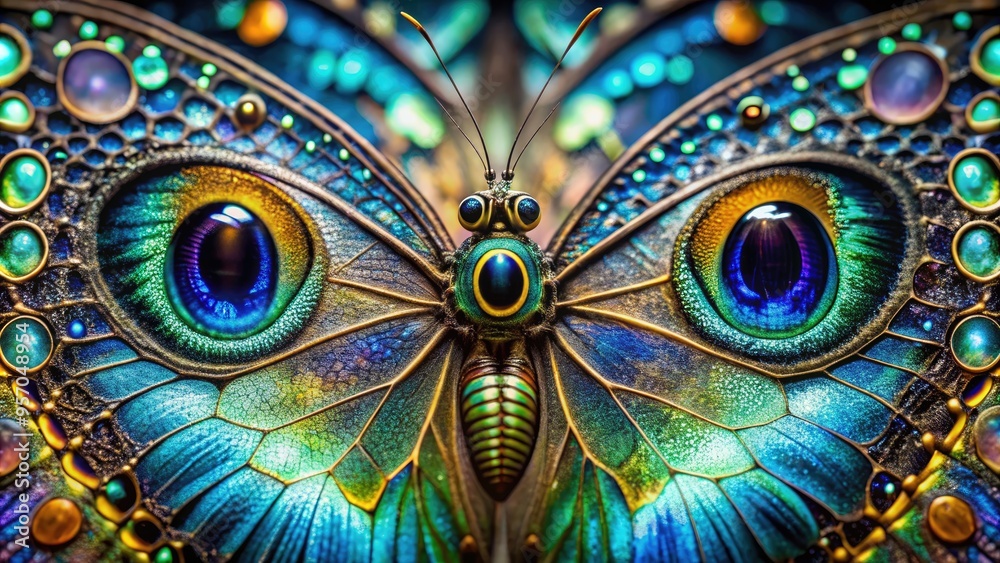 Intricate details of a butterfly's compound eyes, with thousands of ...