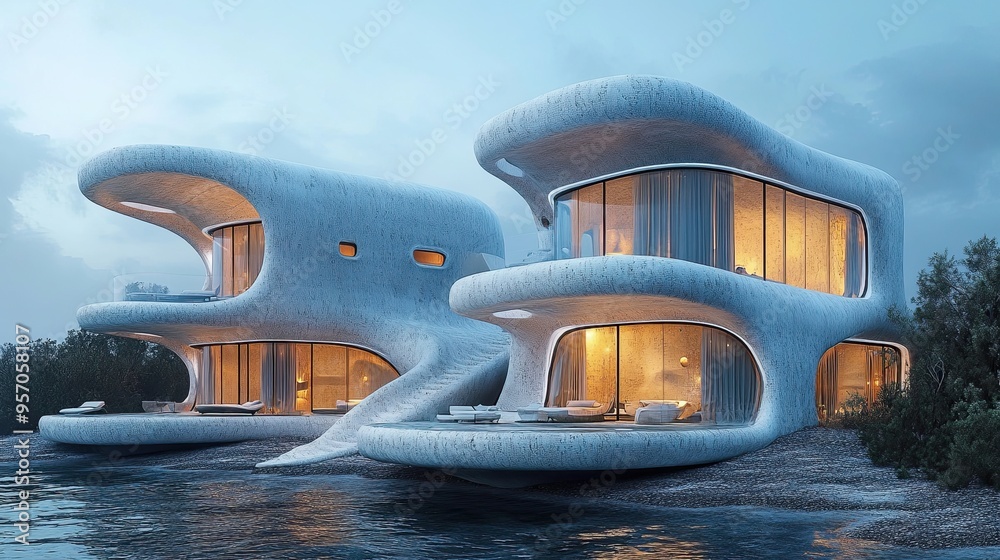 57. Modern architecture design for an underwater hotel with sea ...