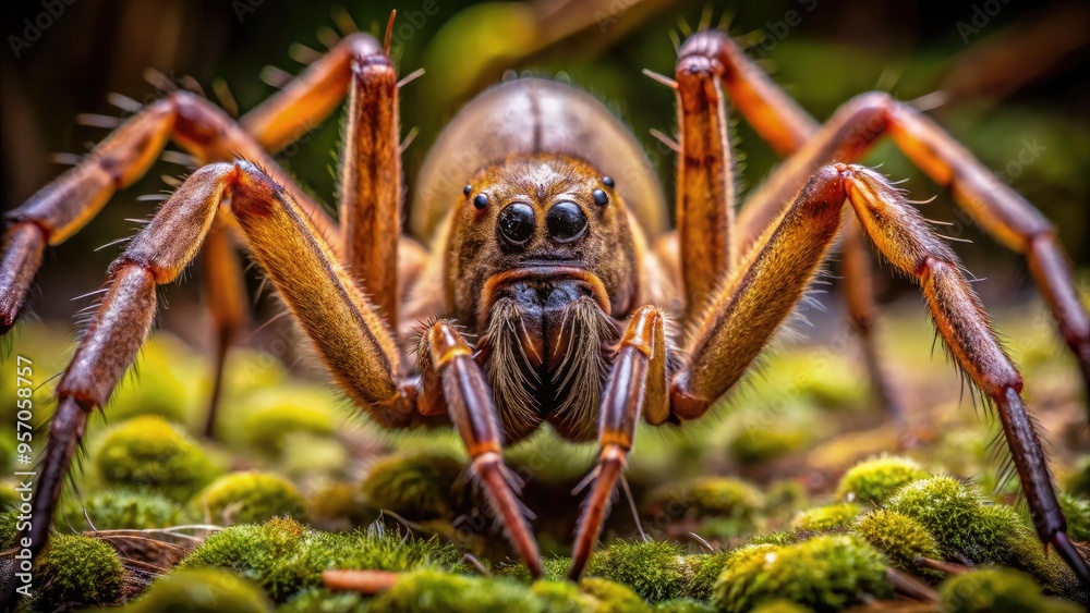 Macro shot of a terrifying brown recluse spider's intricate eyes, razor ...