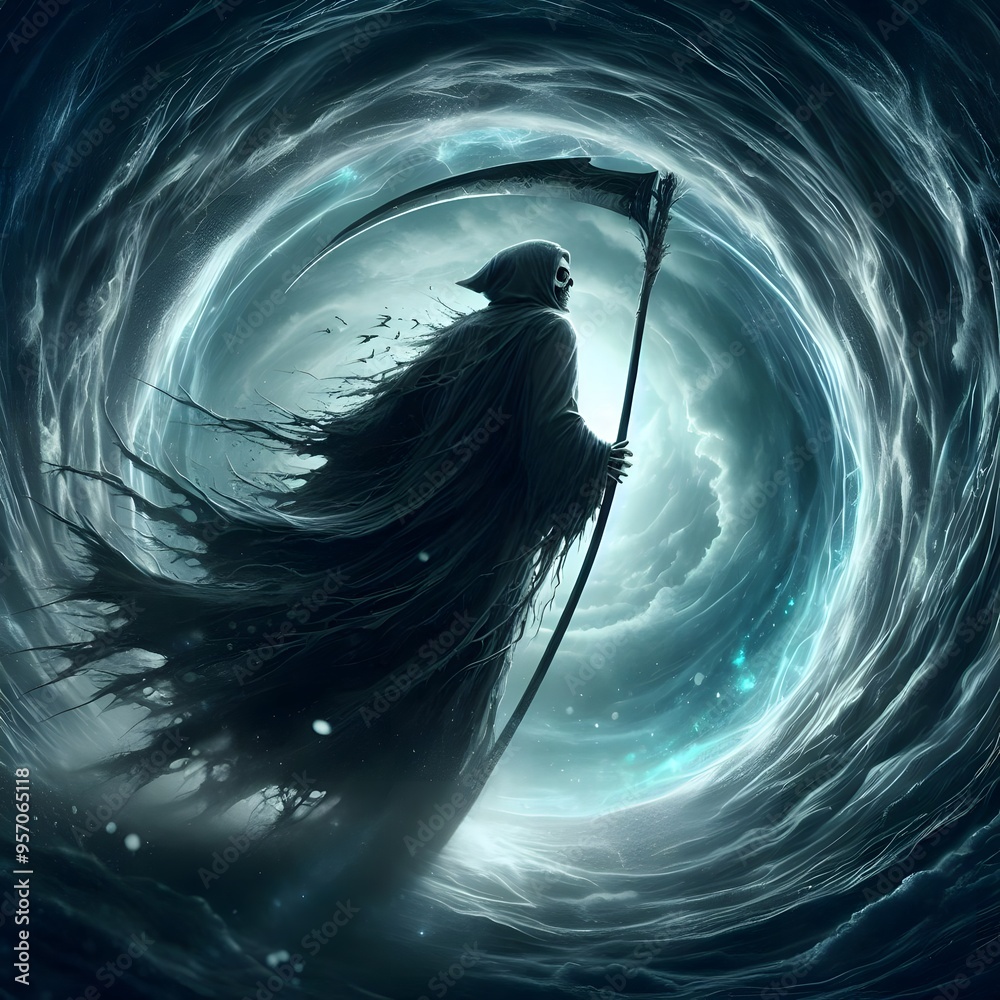 Grim Reaper Emerging from a Portal The Reaper steps out of a swirling ...