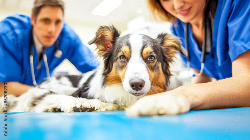 Gentle Hands, Caring Hearts: A veterinarian and assistant examine a ...