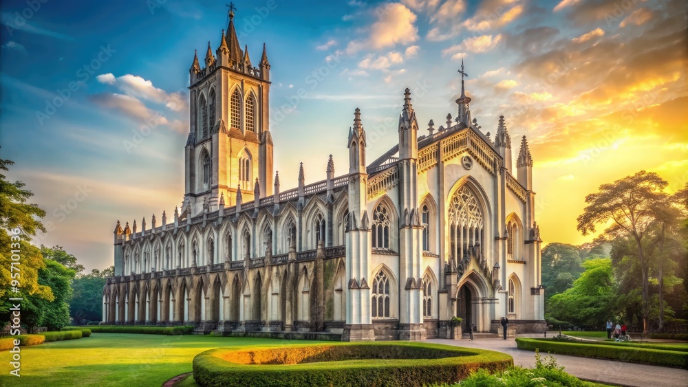Vibrant morning light illuminates the stunning Gothic Revival ...