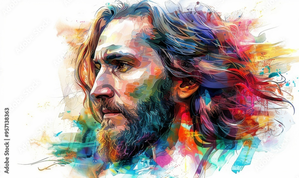 The essence of divine mercy, showcasing a serene portrayal of Jesus ...