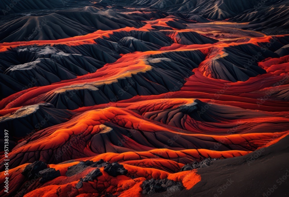 stunning lava patterns rugged terrain showcasing natural geological ...