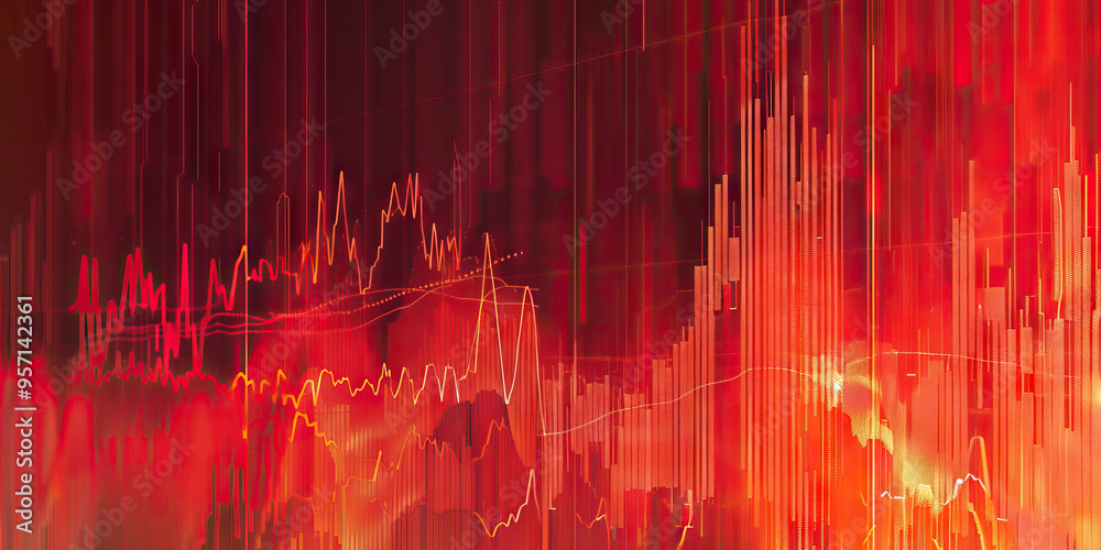 A heat map of market volatility over time, with varying shades of red ...