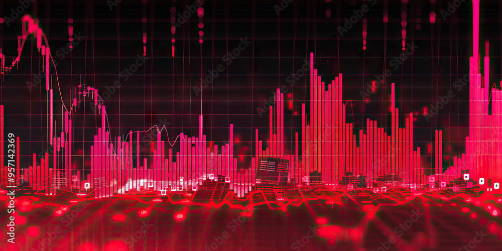 A heat map of market volatility over time, with varying shades of red ...