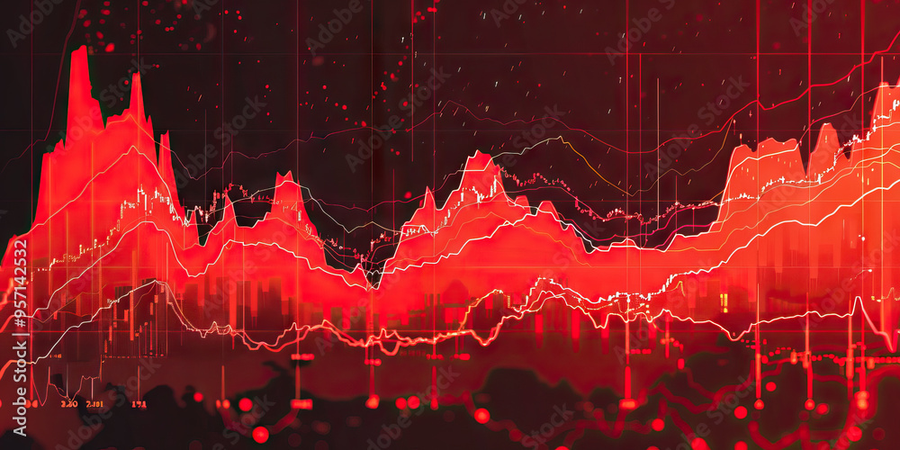 A heat map of market volatility over time, with varying shades of red ...