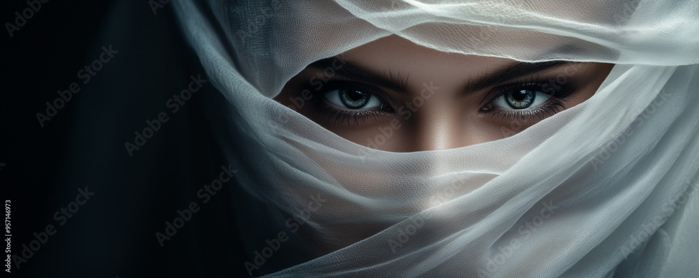 Most beautiful veiled woman with only eyes visible, full of mystery ...