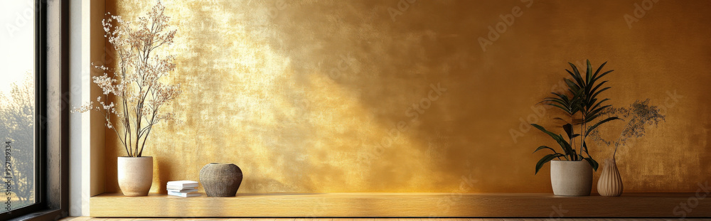 interior that mimics a brushed gold finish, with its matte surface and ...