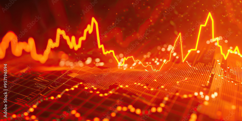 Stock Market Performance Chart in Vibrant Orange - A vibrant orange ...