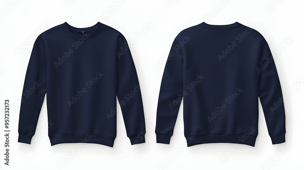 Navy blue crew neck sweatshirt mockup front and back view Stock ...