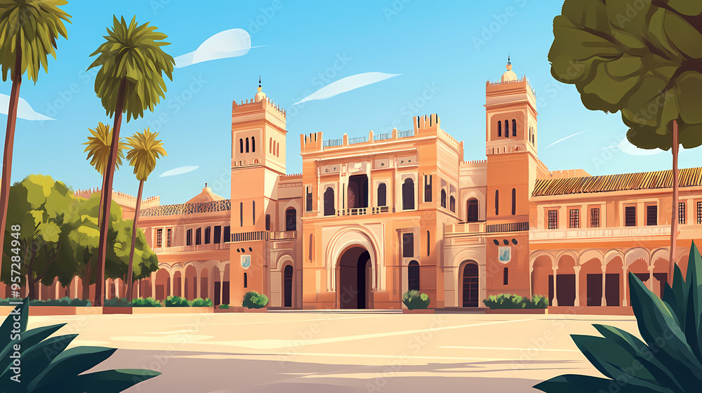 Illustration of the building of the andalusian kingdom. illustration of ...