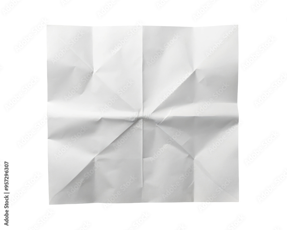 White wrinkled paper texture featuring visible fold lines and creases ...