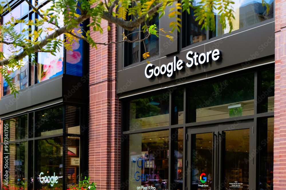 Boston, USA - 2 September 2024. General view of the Google store logo ...