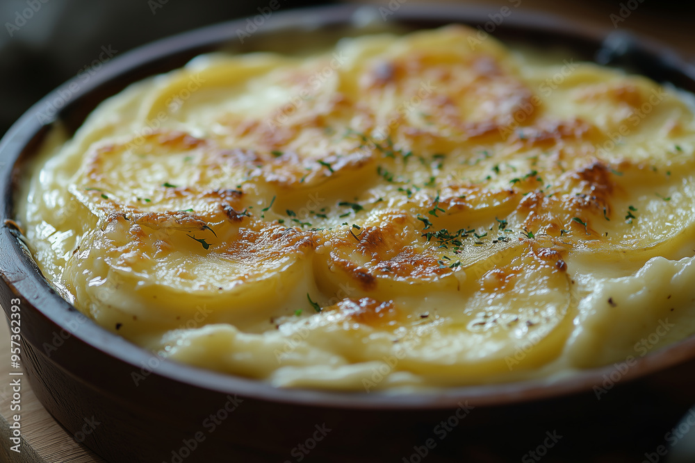 Delightful creamy gratin dauphinois potatoes baked to perfection with a ...