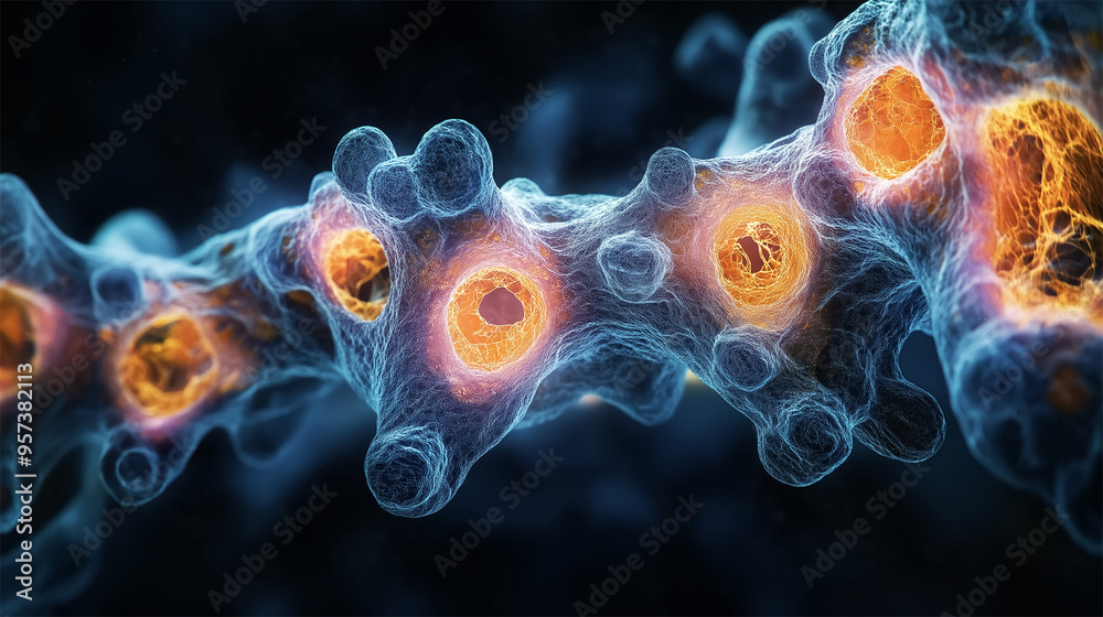 Confocal microscopy of bacterial biofilm on a surface showing bacteria ...