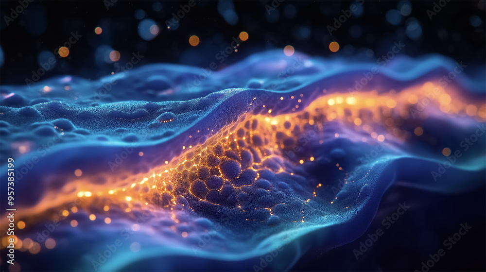 Confocal microscopy of bacterial biofilm on surface showing bacterial ...
