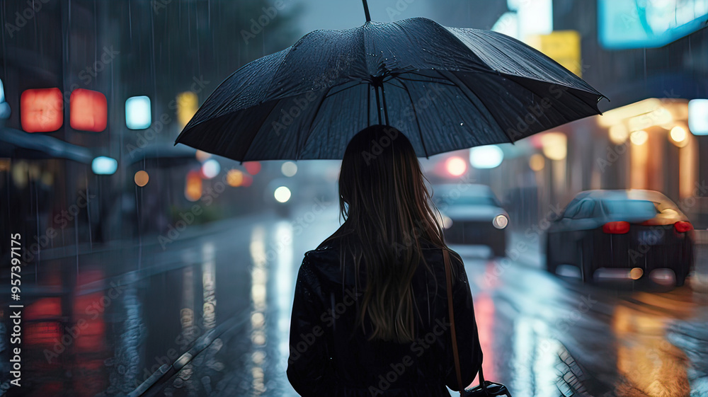 constant rain the most beautiful hypnotizing on the street of the city ...