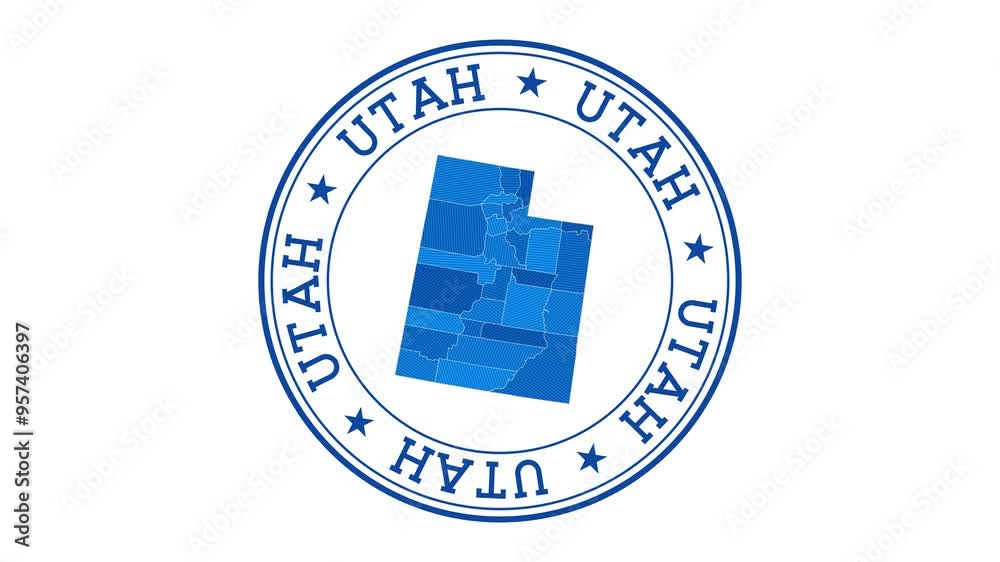 Utah intro. Badge with the circular name and map of us state. Utah ...