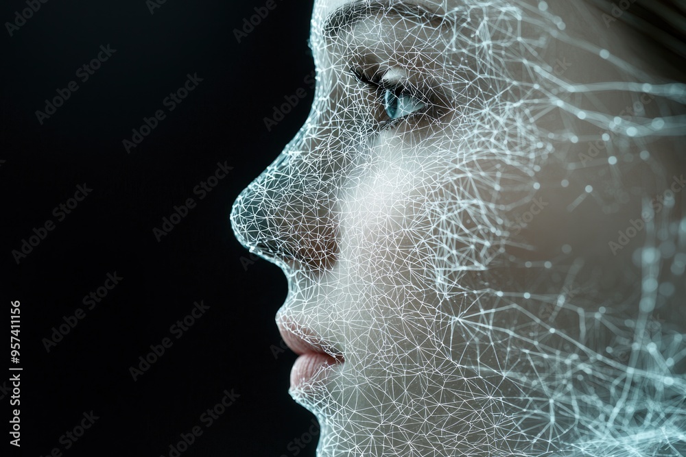 Biometric precision: advanced facial scanning line, the intricate ...