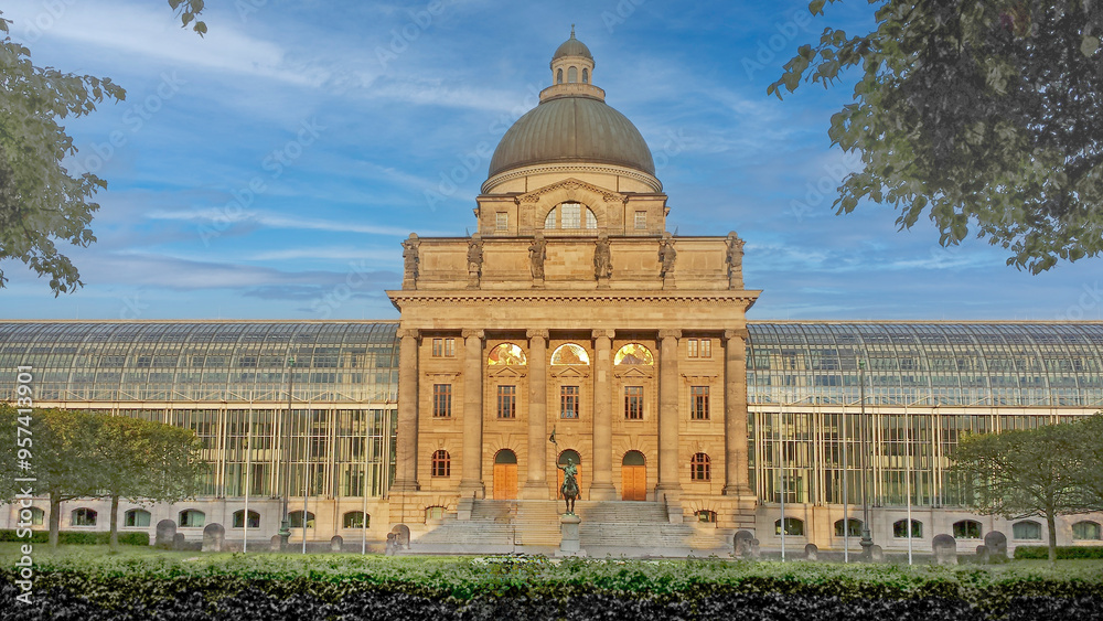 bavarian state chancellery, bayerische staatskanzlei, building, offices ...